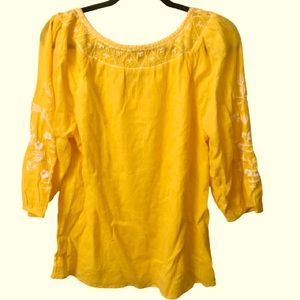 Talbots | Tops | Nwt Talbots Yellow Blouse Featuring A White Embroidery ...